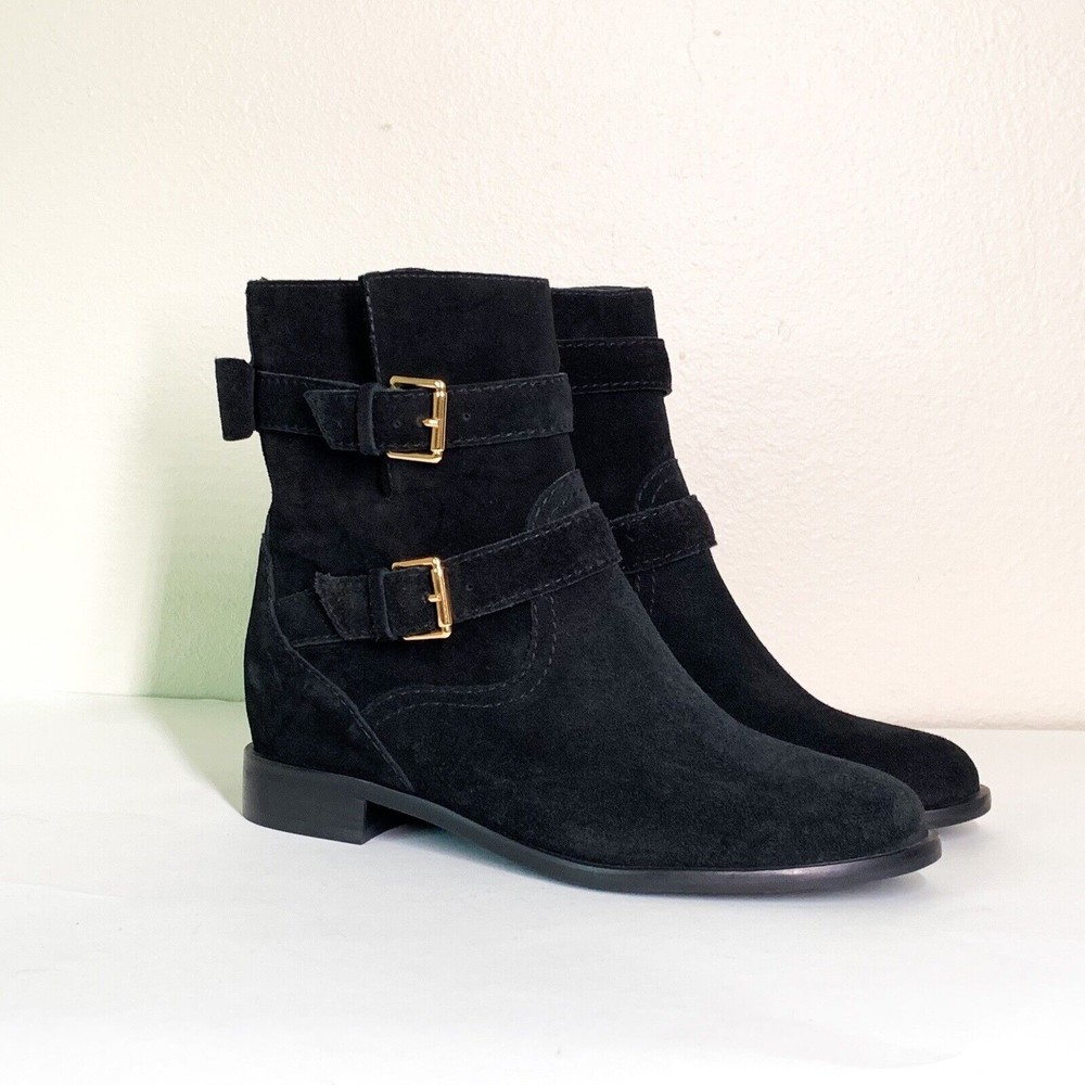 Kate Spade Sabina Moto Boots 7 Black Suede Bow Double… - Gem